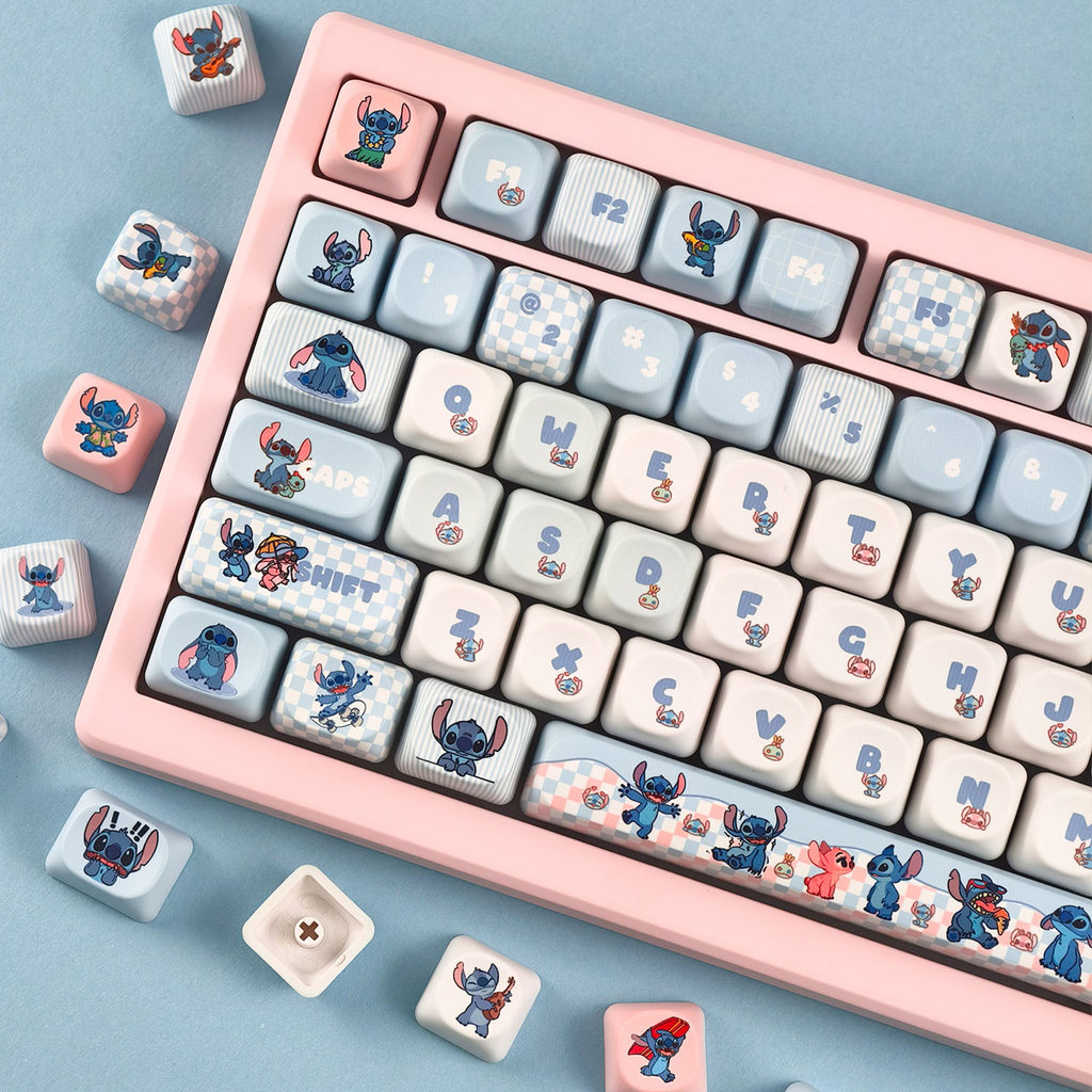 Lilo & Stitch Keycaps MOA โปรไฟล์ 130 คีย์ PBT Aula F75 F99 RK100 Dye ...