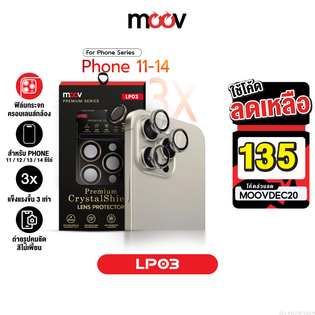 [135บ.โค้ดคุ้ม] Moov LP03 3X ฟิล์มเลนส์กล้อง ไอโฟน For iPhone 14 Pro ...