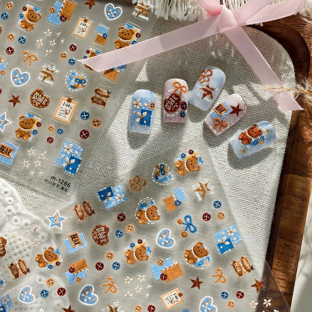 [Meow.sensei] TENSOR นุ่มน่ารัก Taupe Bear สติ๊กเกอร์แต่งเล็บ M1286 ...