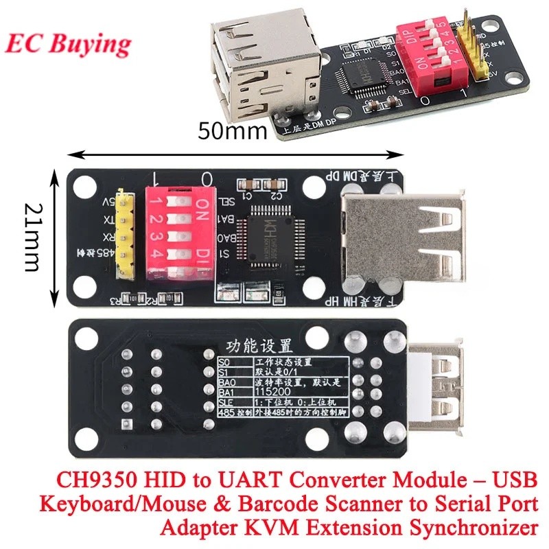 CH9350 โมดูลแปลง HID เป็น UART – คีย์บอร์ด USB/เมาส์ & Barcode Scanner ...