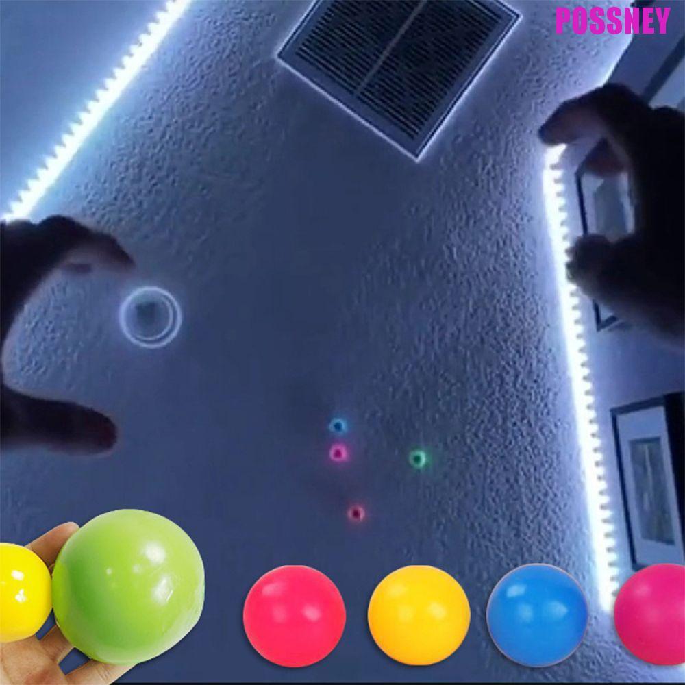 POSSNEY Sticky Wall Ball Glow In The Dark ความวิตกกังวลเรืองแสงของเล่น ...