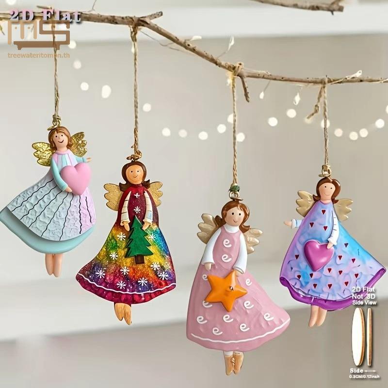 Tt 4 ชิ้น/เซ็ต Vintage Angel แขวนตกแต่ง Handmade เครื่องประดับคริสต์มาส ...