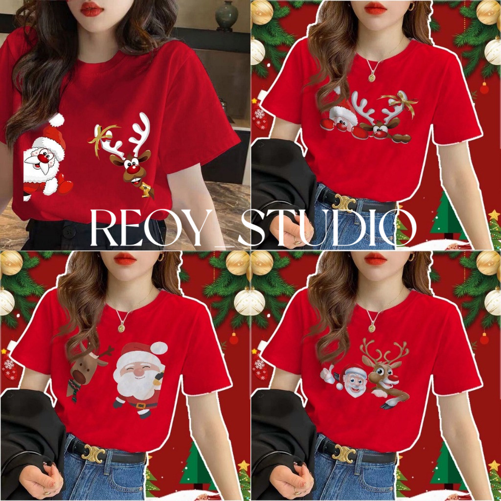 เสื้อคริสมาสต์ Happy New Year & Merry Christmas ลายน่ารักๆ ผ้า Cotton ...