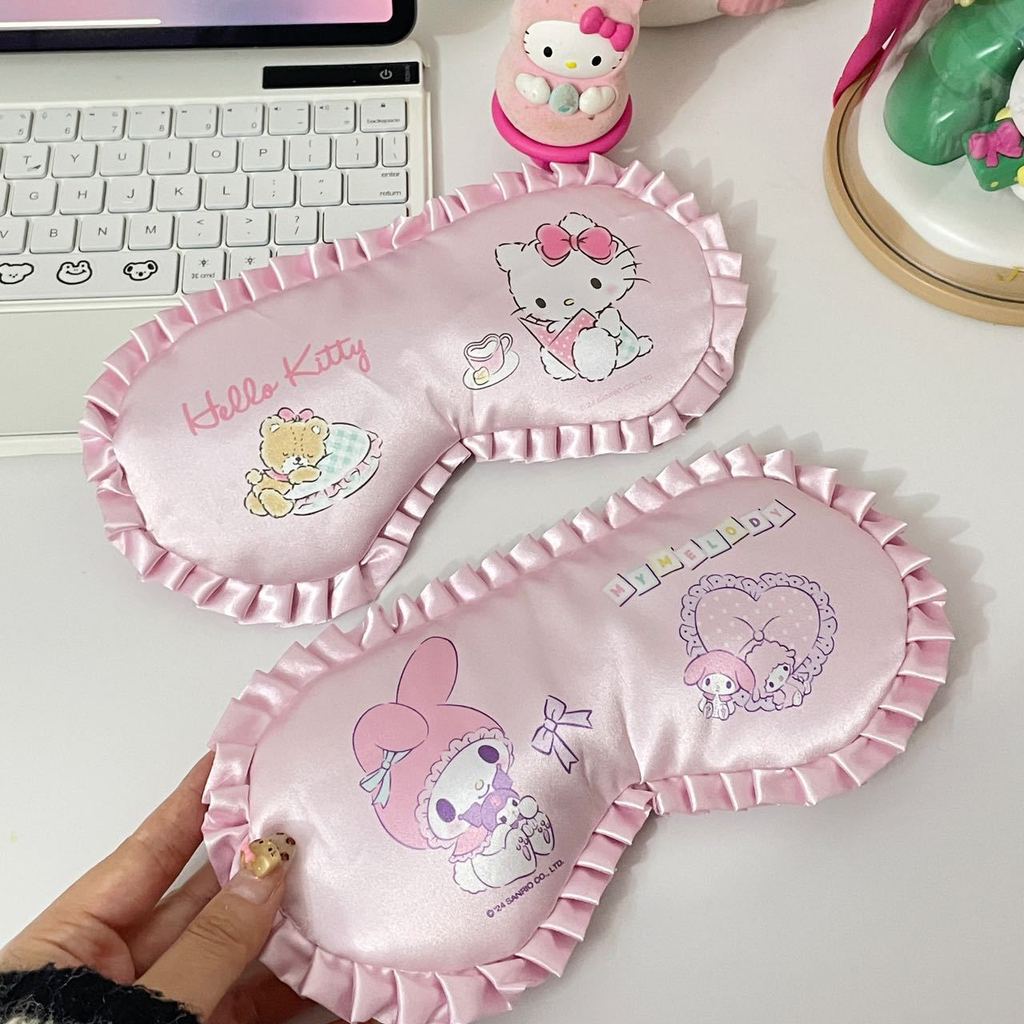 Lace Hello Kitty การ์ตูนน่ารัก Girly Heart สบาย Blackout Eye Mask ...