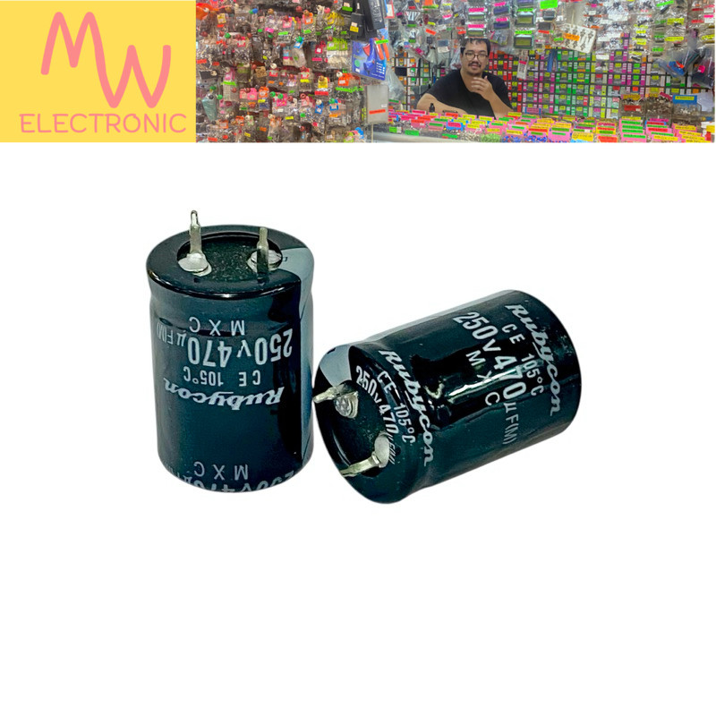 Capacitor 470 uf/ 250V 105 องศา (ราคาต่อ 1ชิ้น) Rubycon ขนาด 22x30 mm ...