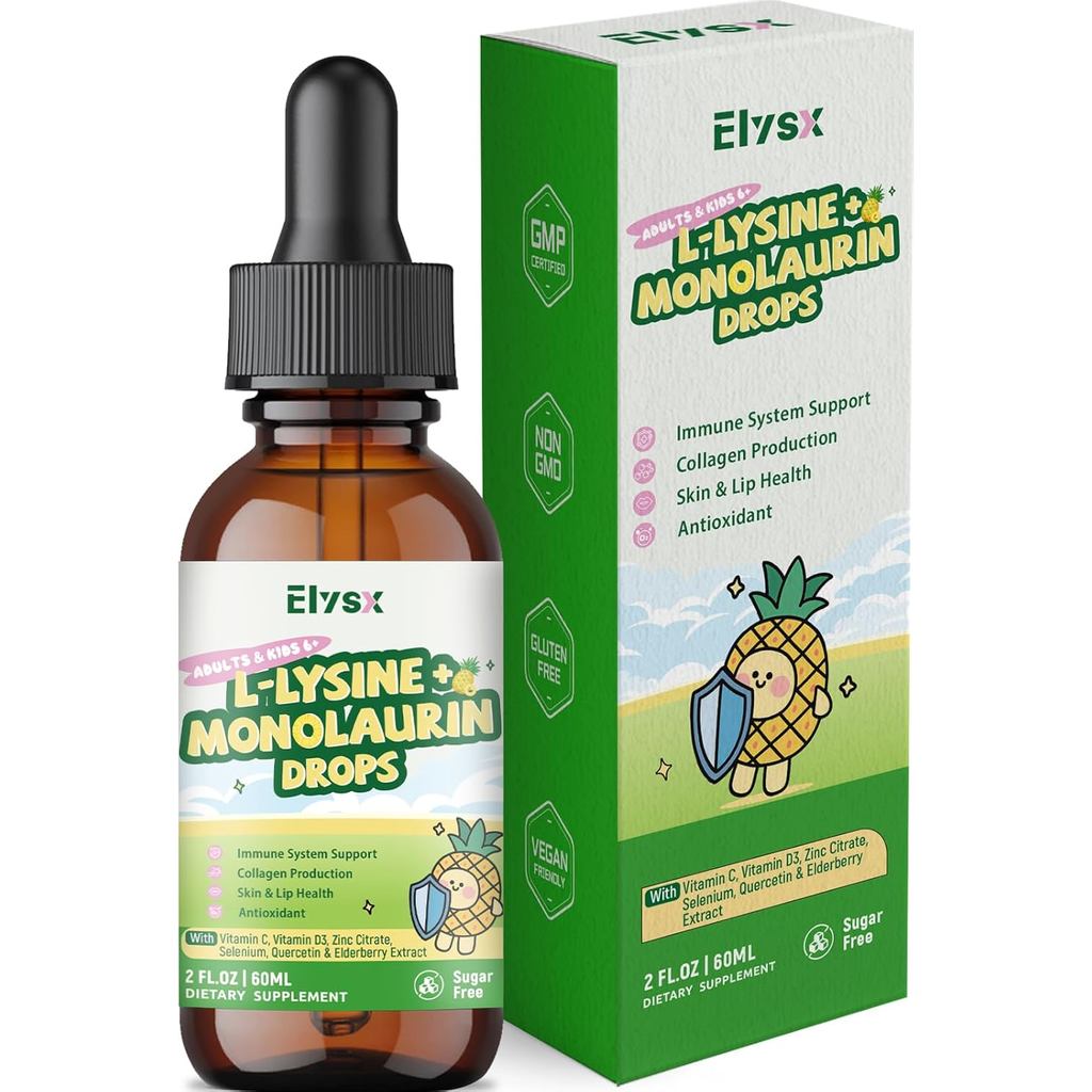 L-lysine Monolaurin Liquid Drops, Lysine 1000mg plement for Kids ...