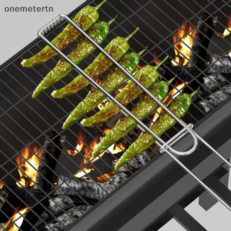 Oyr 1/3 ชิ้นสแตนเลสแบนคลิปบาร์บีคิวสั้นผักส้อมหน่อไม้ฝรั่ง Leek Grill ...