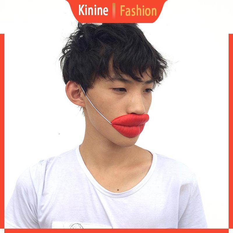 KIN Props Jokes ไส้กรอกริมฝีปากสีแดงหนาปากใหญ่ฮาโลวีนตลกสยองขวัญน้ํายาง ...