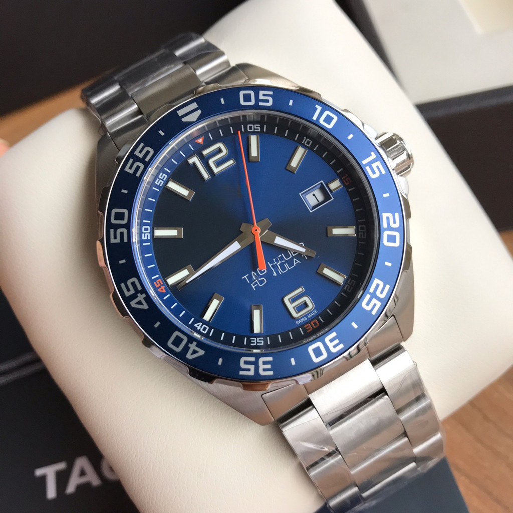 43MM F10Blue Dial นาฬิกาข้อมือผู้ชาย - ลึก คงที่ และหรูหรา Tag Heuer ...