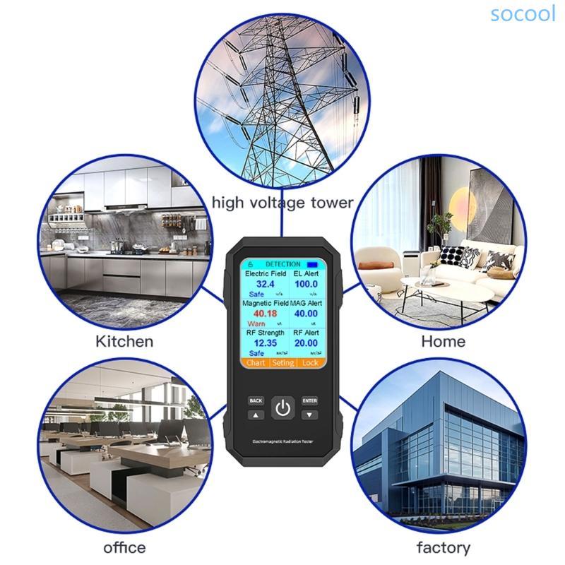 Soc* เครื่องตรวจจับรังสีแม่เหล็กไฟฟ้า EMF Reader Meter Digital EMF ...