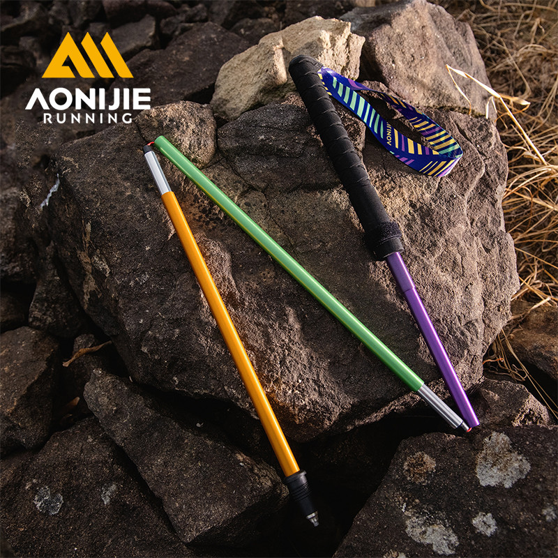AONIJIE E4201 สีม่วง 2PCS เสาวิ่งเทรลพับได้ จากอลูมิเนียม 7075 น้ำหนัก ...