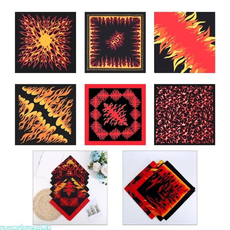 Fire Bandana ผ้าพันคอยืดหยุ่น น้ำหนักเบา สไตล์ปังก์ สำหรับทั้งผู้หญิง ...