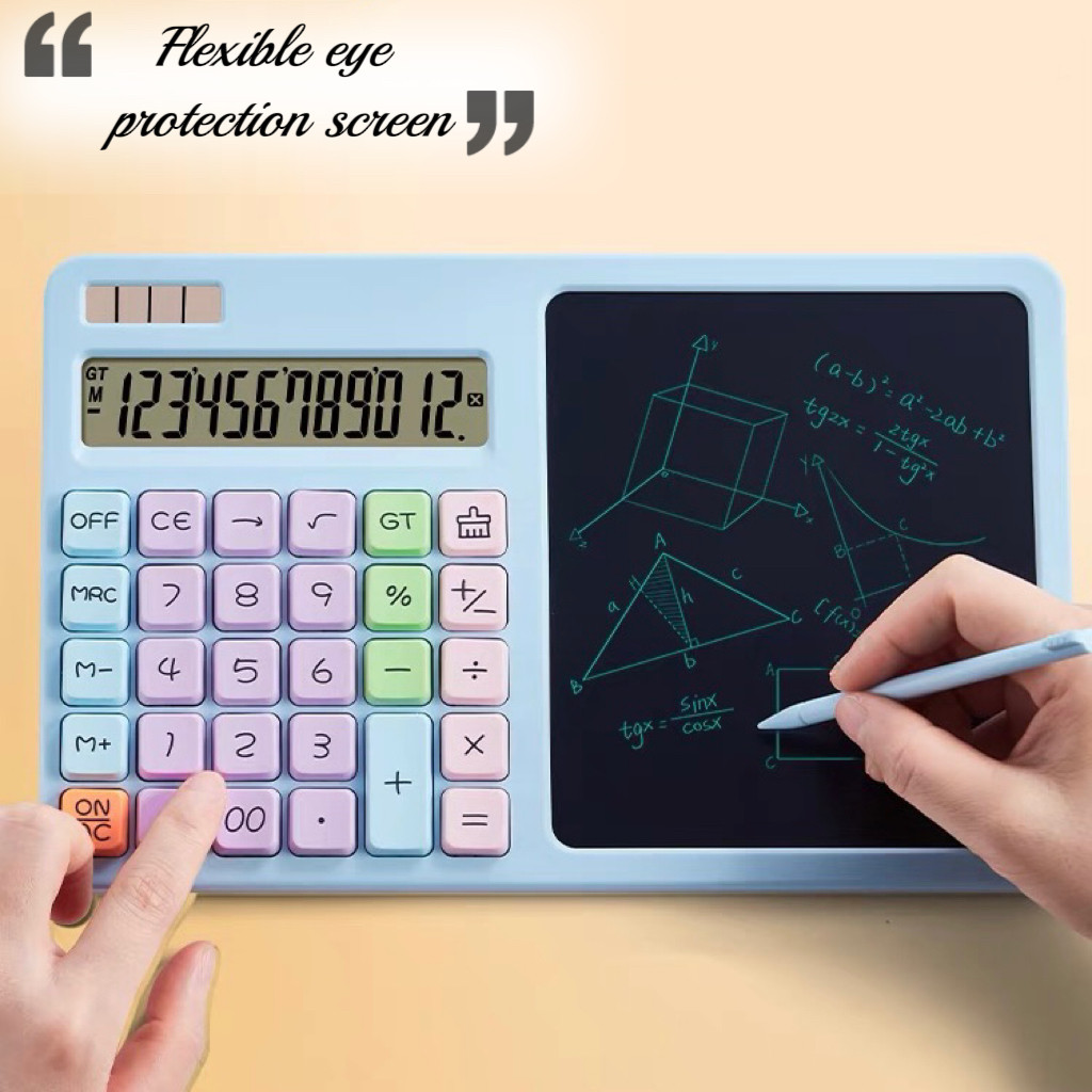 เครื่องคิดเลข 2in1 คิด เลข พร้อมแผ่นเขียนจดบันทึก LCD และแหล่งจ่าย ไฟ ...
