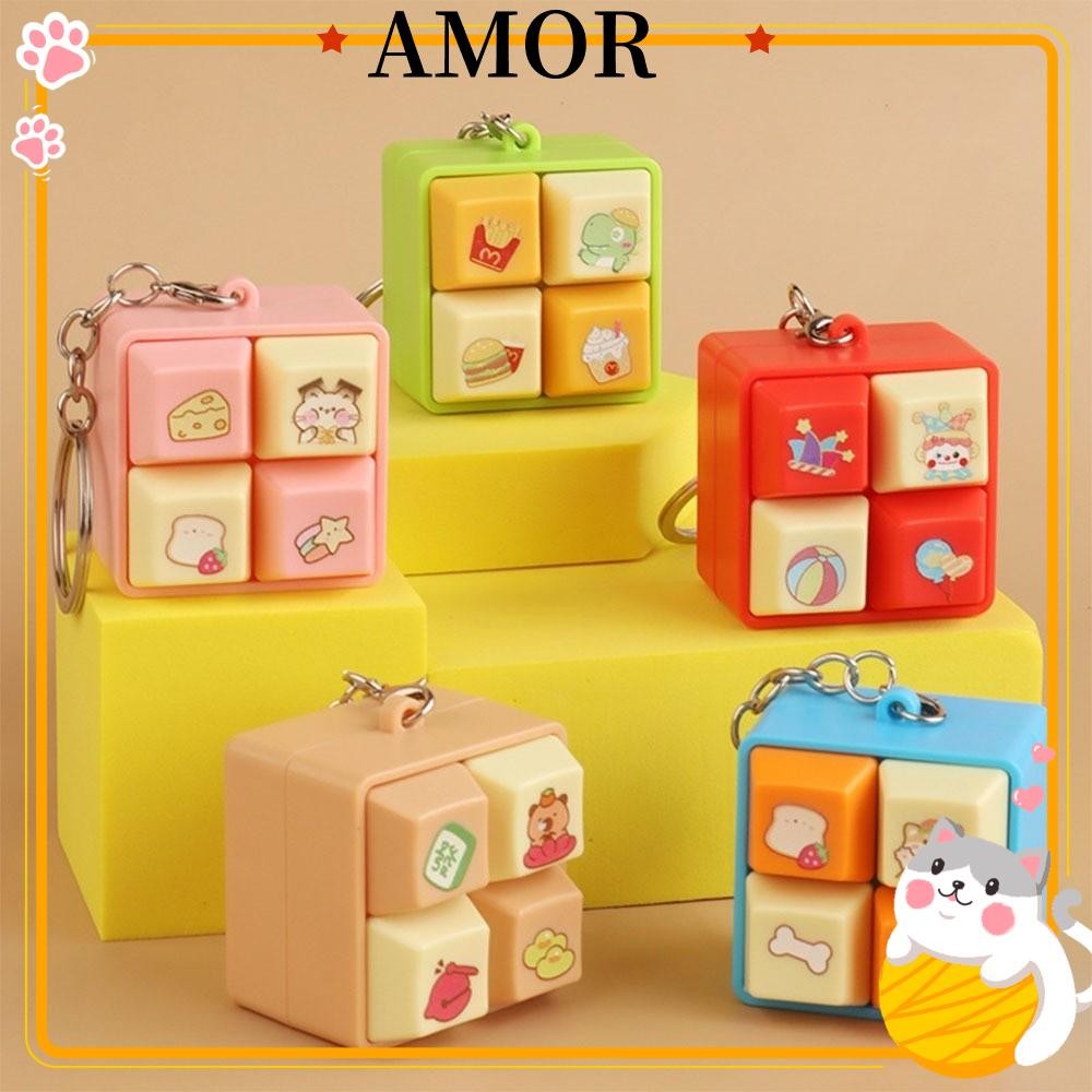 AMOR Fidget พวงกุญแจ, ปุ่มปุ่มการ์ตูน Finger Keyboard Caps, Keycap ...