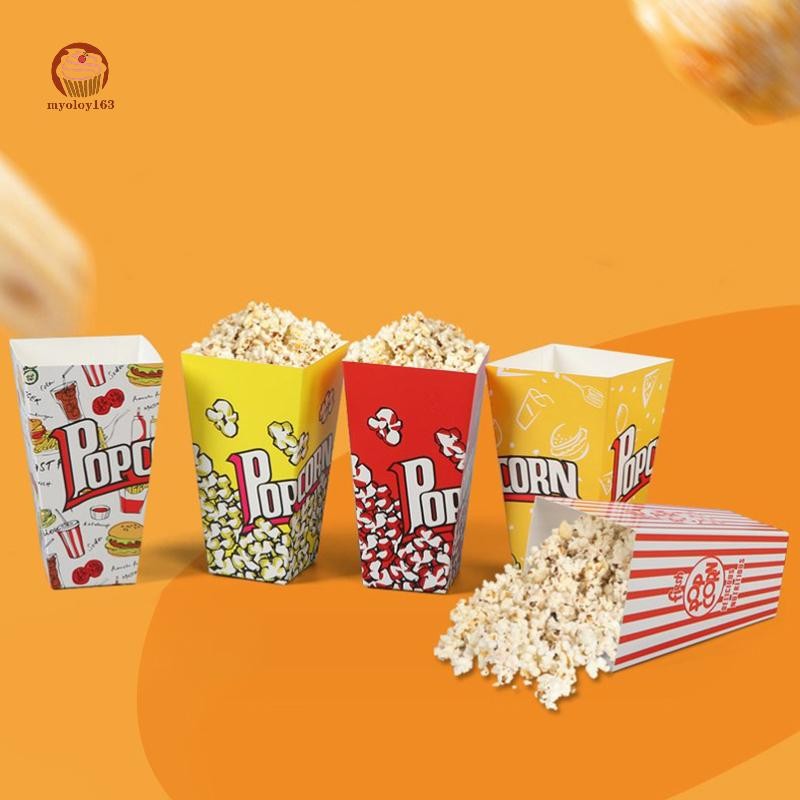 Myoloy 10 ชิ้นลาย Popcorn กล่องกระดาษถังสีแดงสีขาวลายถุงขนมสําหรับ ...
