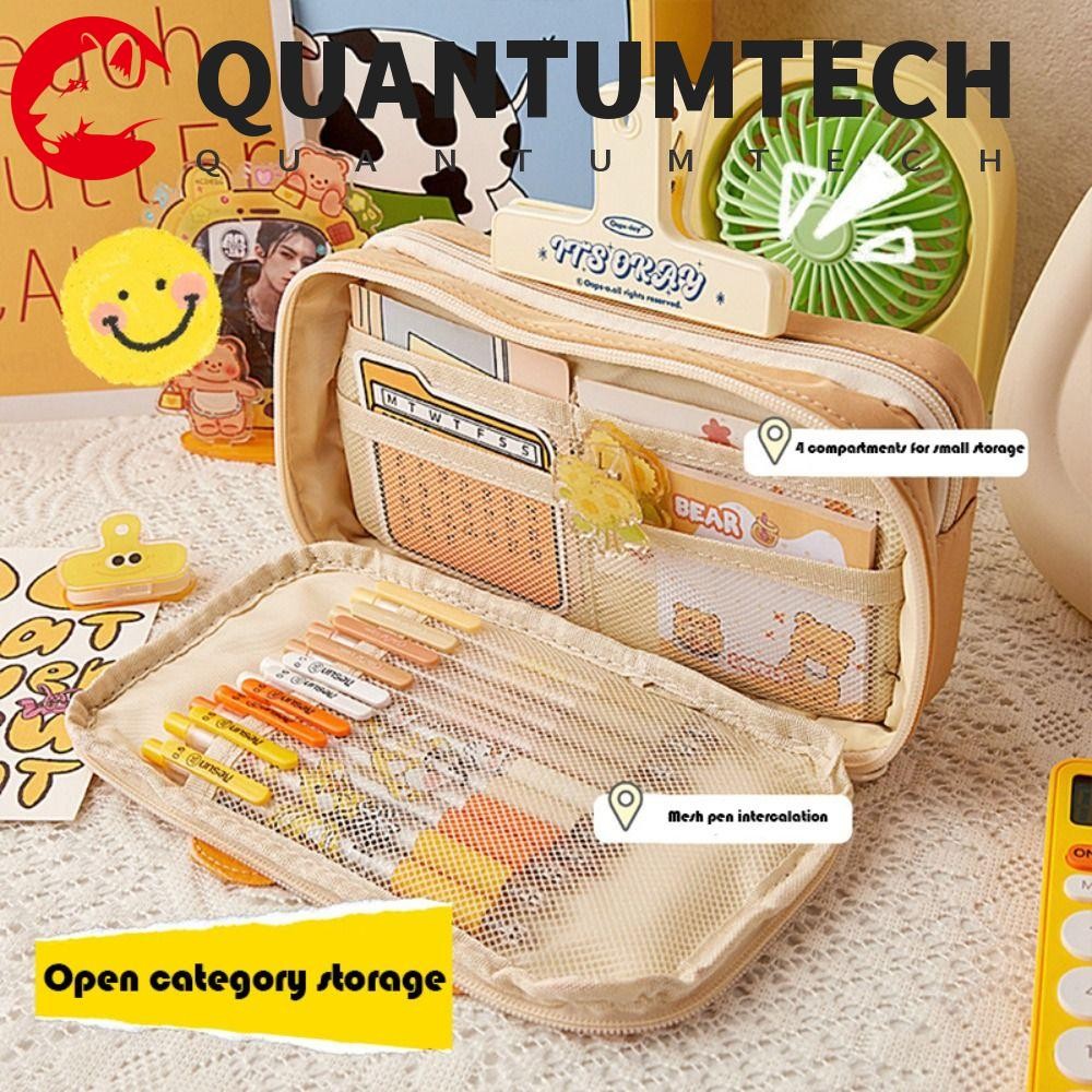QUANTUMTECH กระเป๋าเก็บดินสอ, ป้องกันฝุ่น Multi Layer Butter Bear กระเป๋าดินสอ, น่ารักขนาดใหญ่ ...
