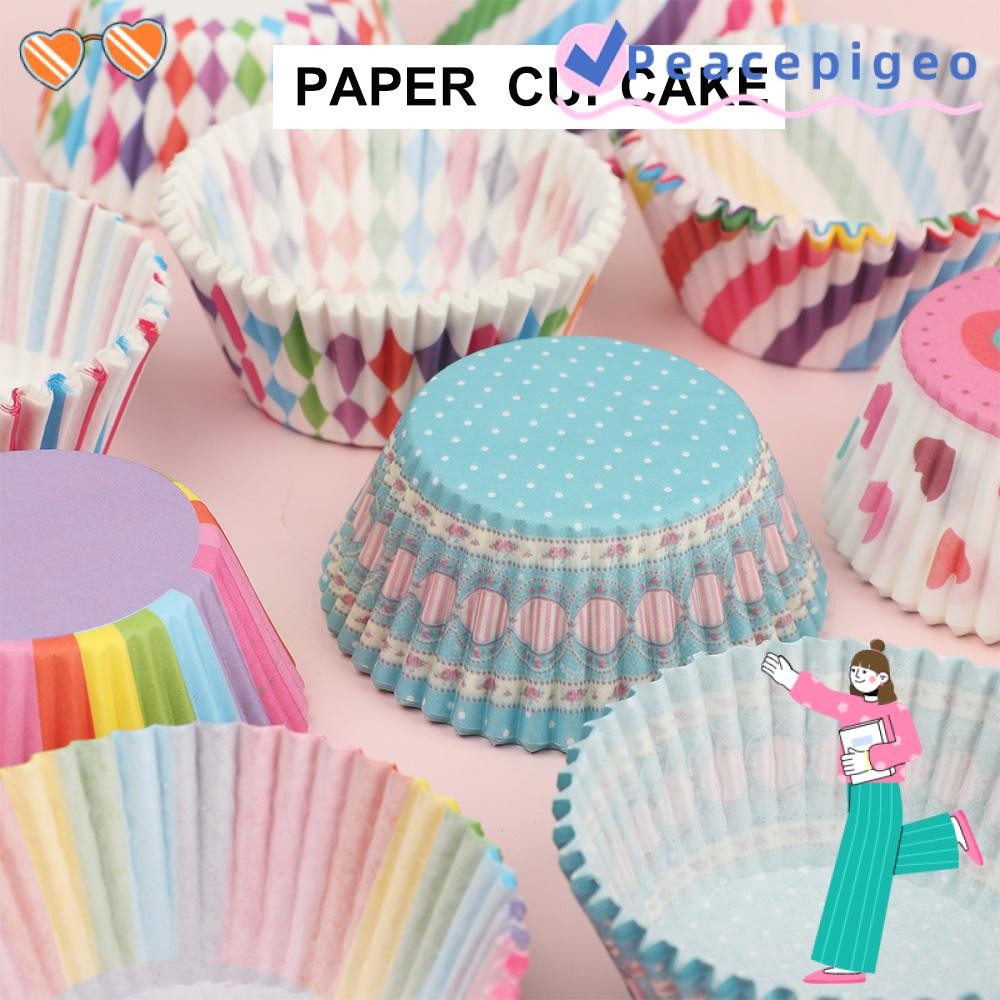 PEACEPIGEO 100 ชิ้นกระดาษ Cupcake Party Oilproof Rainbow Wrapper ...