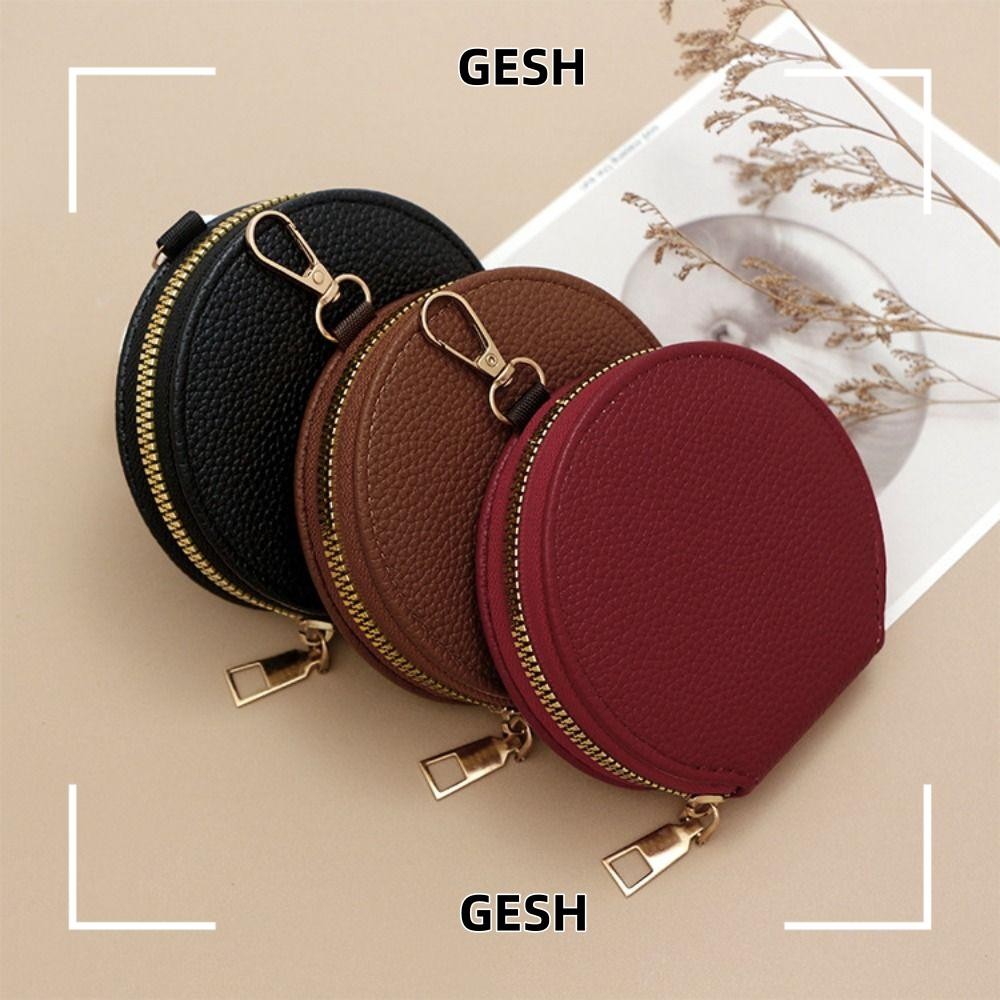 GESH กระเป๋าสตางค์ทรงกลม มีซิปลด้านในPU, สไตล์เกาหลีสำหรับใส่เหรียญและ ...