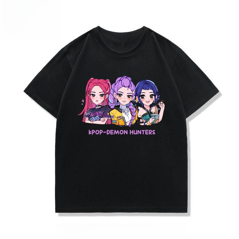 Huntrix Girl Group K-pop Demon Hunters เสื้อยืดพิมพ์ลาย 2D สำหรับเด็ก ...