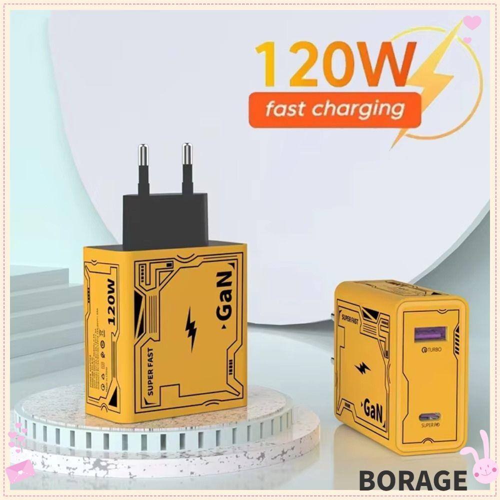 BORAG 120W GaN ปลั๊กชาร์จ, PD QC3.0 USB A+C อะแดปเตอร์ชาร์จโทรศัพท์ ...
