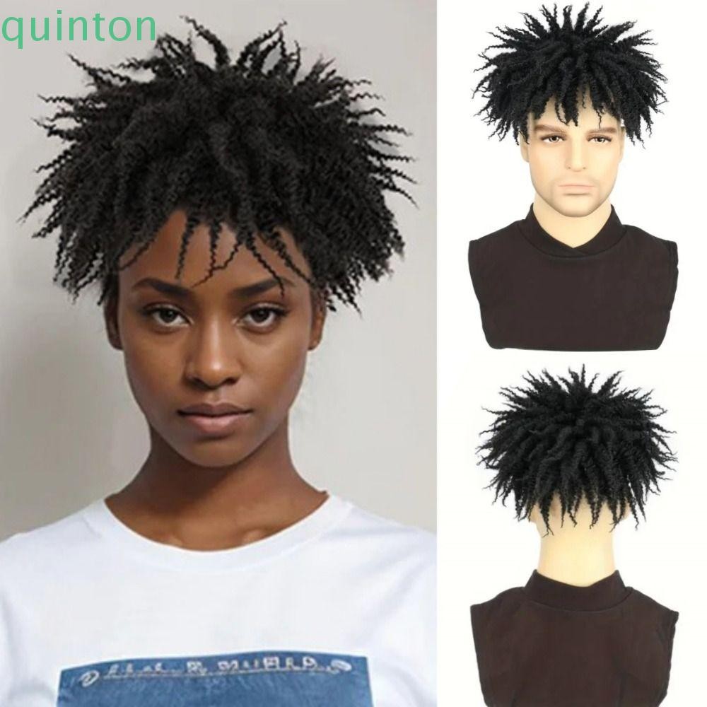 QUITON Afro Kinky Curly วิกผม แบบคลิบออน dreadlock toppers และครึ่งวิก ...