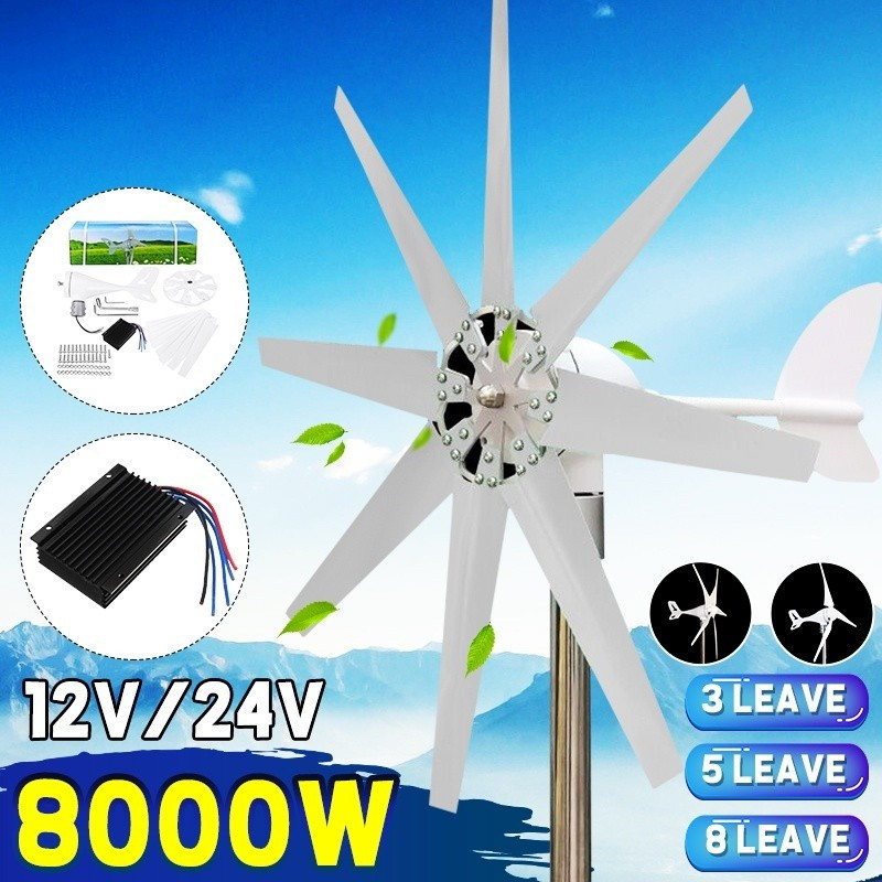 8000W 12/24V เครื่องกําเนิดไฟฟ้าลมกังหันลมเครื่องกําเนิดไฟฟ้าพร้อมตัว ...