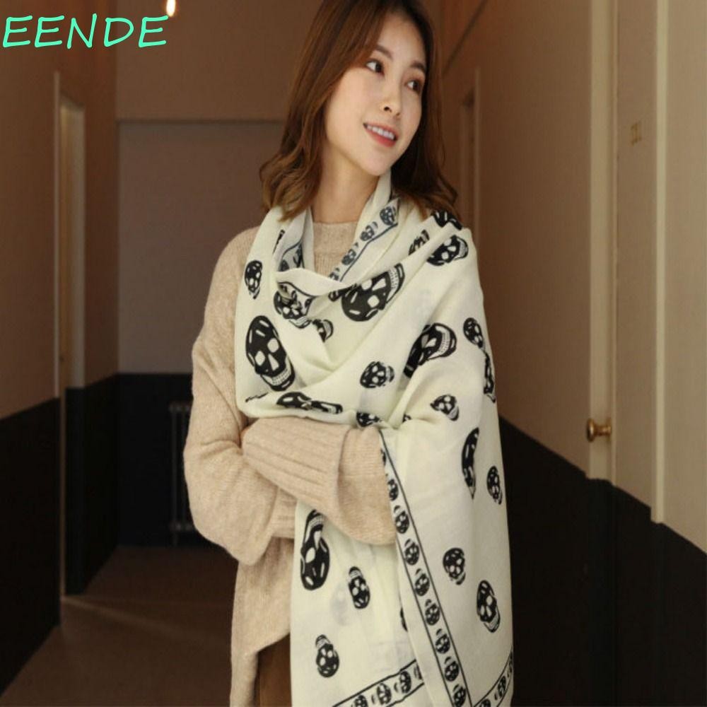 EENDE Skull ผ้าพันคอกลางศีรษะ พิมพ์ชีฟองสำหรับผู้หญิง เหมาะสำหรับงาน ...
