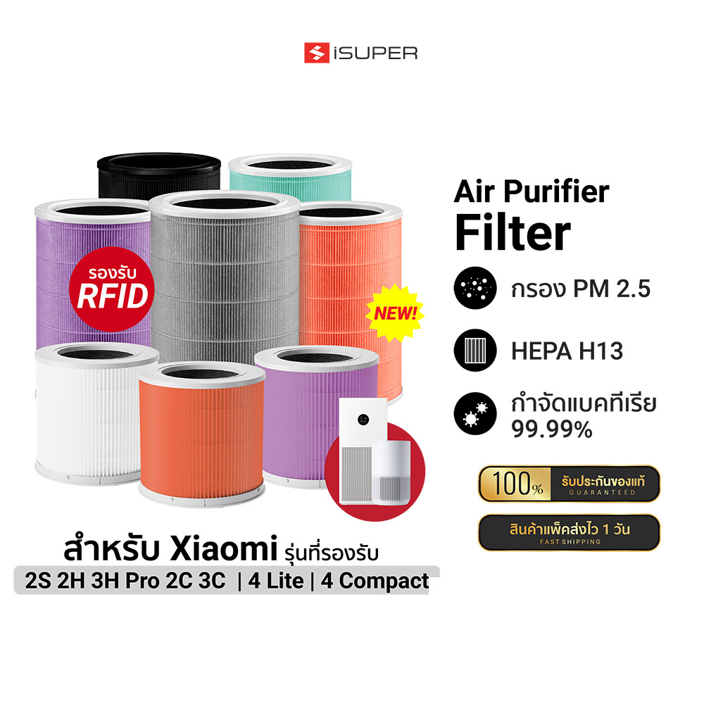 [ลดเหลือ 509] iSUPER ไส้กรอง HEPA สำหรับ Xiaomi Air Purifier Filter 2H 2C 3H 3C /4 Lite /4 ...