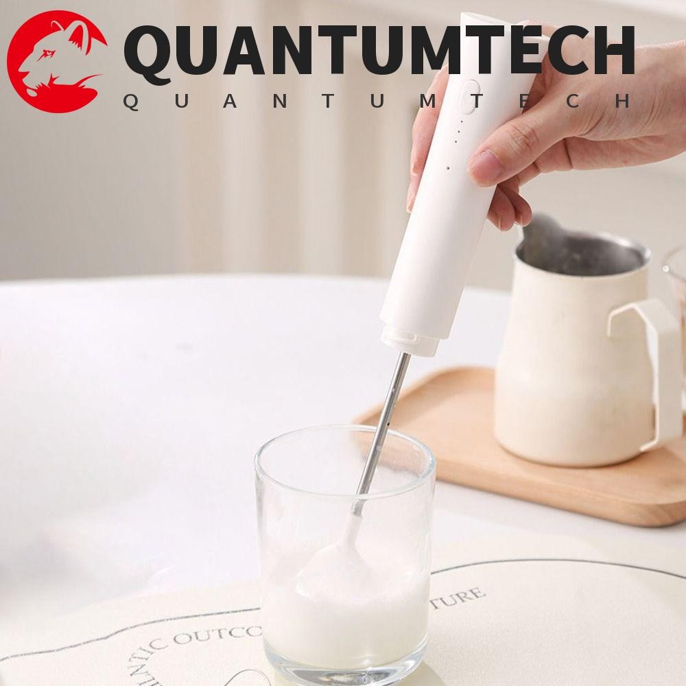 QUANTUMTECH เครื่องตีฟองนมไฟฟ้า, USB ชาร์จมือถือกาแฟ Whisk, เครื่องดื่มกวนเปลี่ยนหัวเสียงรบกวน ...