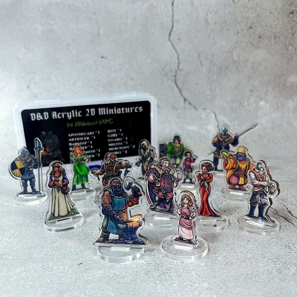 อุปกรณ์เสริมเกมกระดาน DND TRPG PF Human NPC ขาตั้งอะคริลิค 2D ทาสี 14 ...