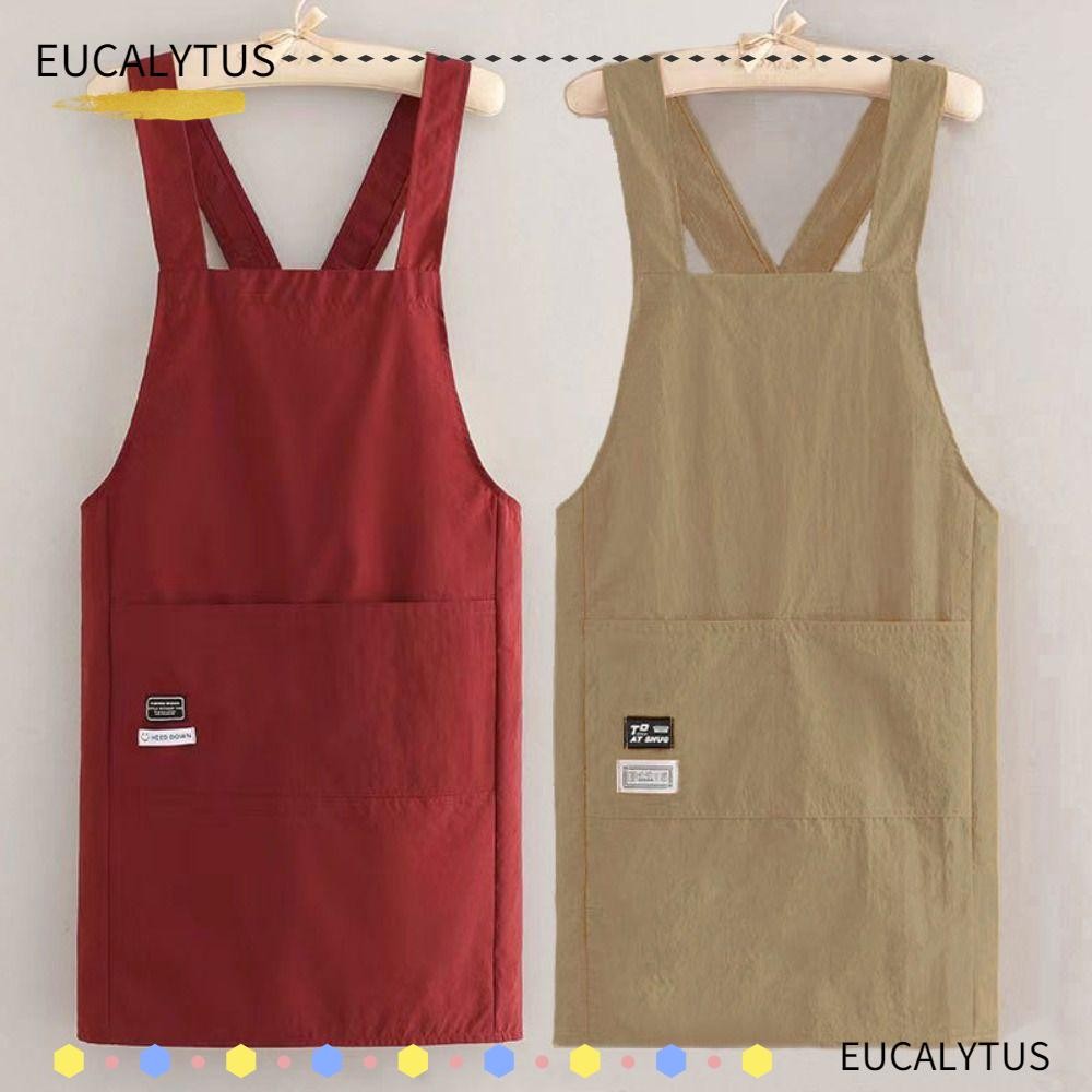 EUCALYTUSTH Kitchen Smock, ผ้ากันเปื้อนกันน้ําแขนกุด, สไตล์สายไขว้ ...
