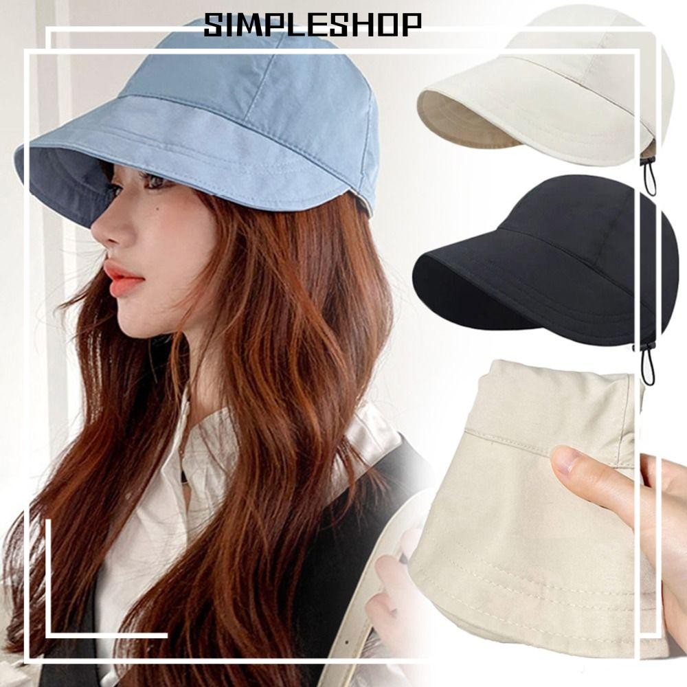 SIMPLESHOP หมวกกันแดดริมกว้างสำหรับชายหาด ปรับได้ สบายเมื่อนุ่งผมขึ้น ponytail ทั้งผู้ชายและ ...