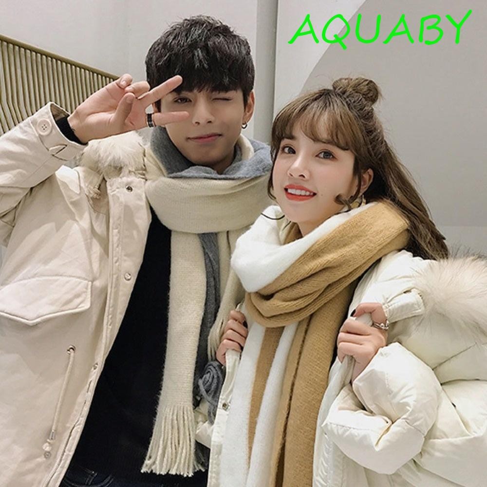ผ้าพันคอพู่ขนสัตว์ยาว AQUABY แบบแคชเมียร์ สไตล์เกาหลีเรียบง่าย เหมาะสำหรับอากาศหนาว | Shopee ...