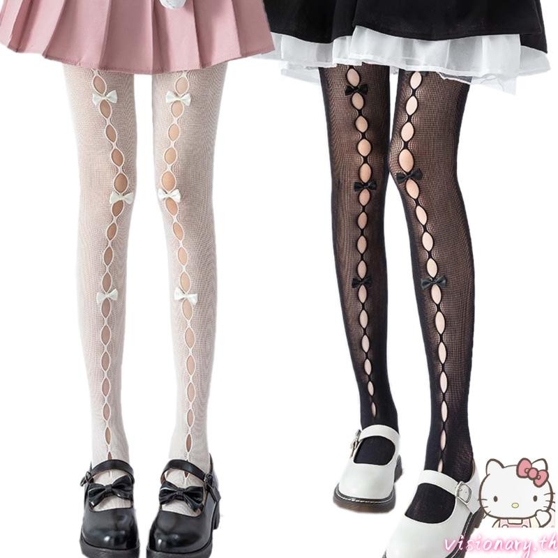 Vision ถุงน่อง Sheer Fishnet ลายลูกไม้ โบว์หวาน สไตล์ Lolita | Shopee ...