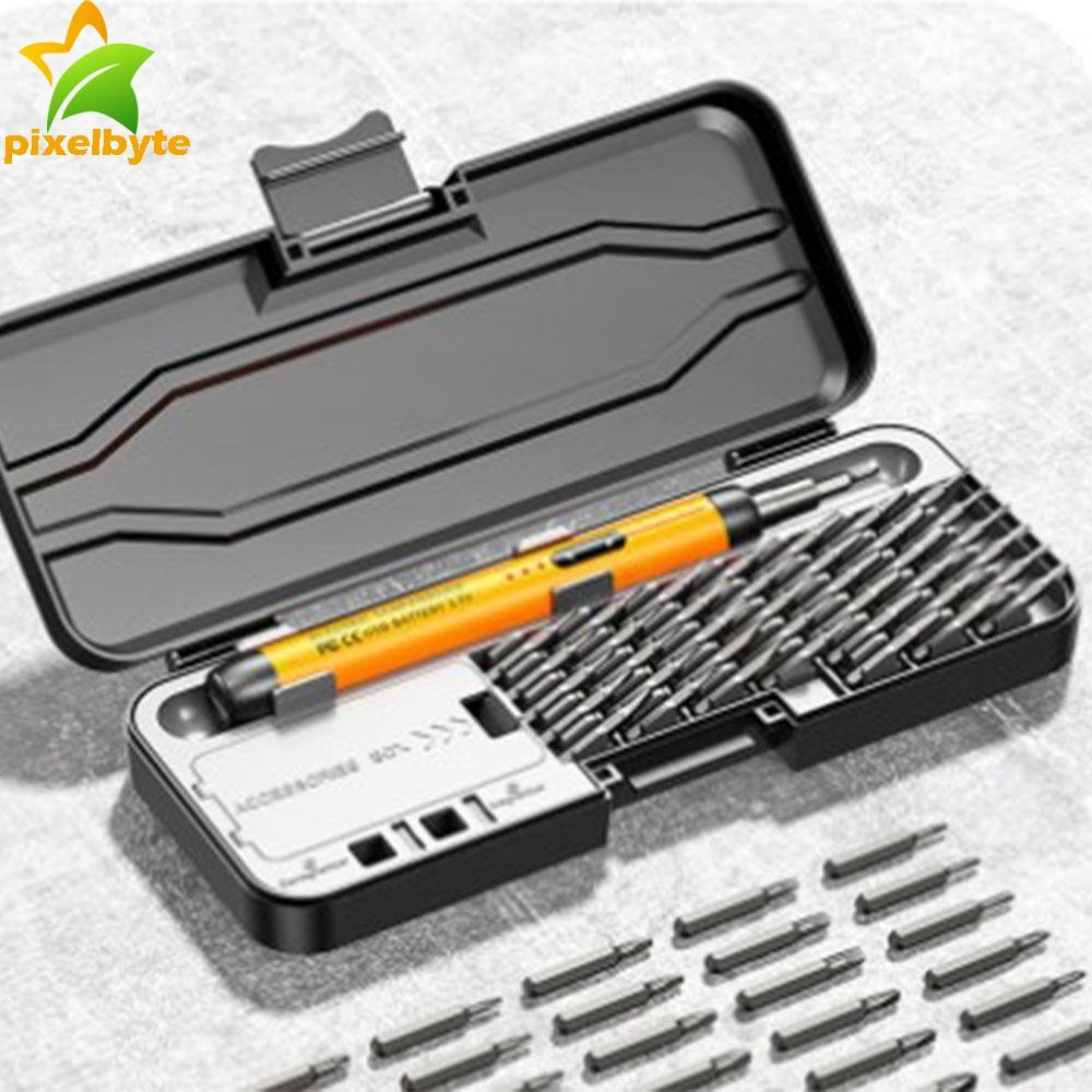 PIXELBYTE Magnetic Screw Driver Bits, USB ชาร์จแม่เหล็กไขควงไฟฟ้า, Multi-Function ไร้สาย 46 in 1 ...
