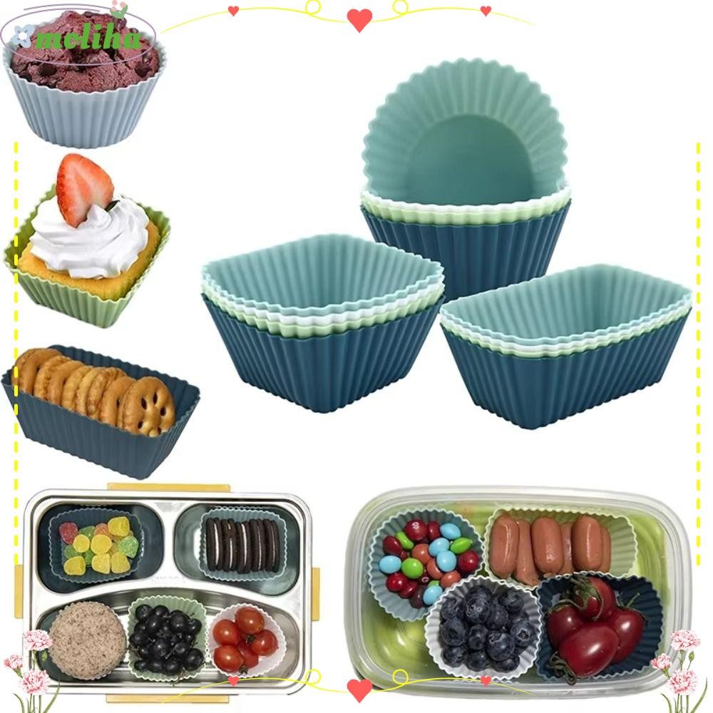MOLIHA 12 ชิ้น Cupcake Liners, Non-Stick Reusable Muffin Liners,ทนทาน ...