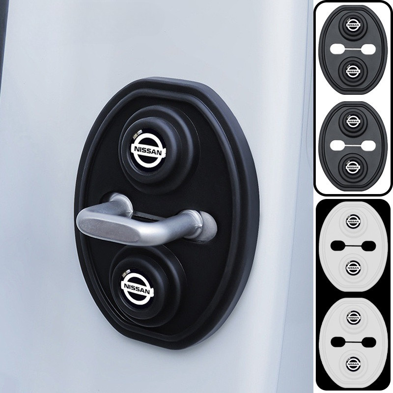 4 ชิ้น Nissan รถประตูล็อคป้องกันซิลิโคนรถประตูล็อค Anti-scratch กรณี ...