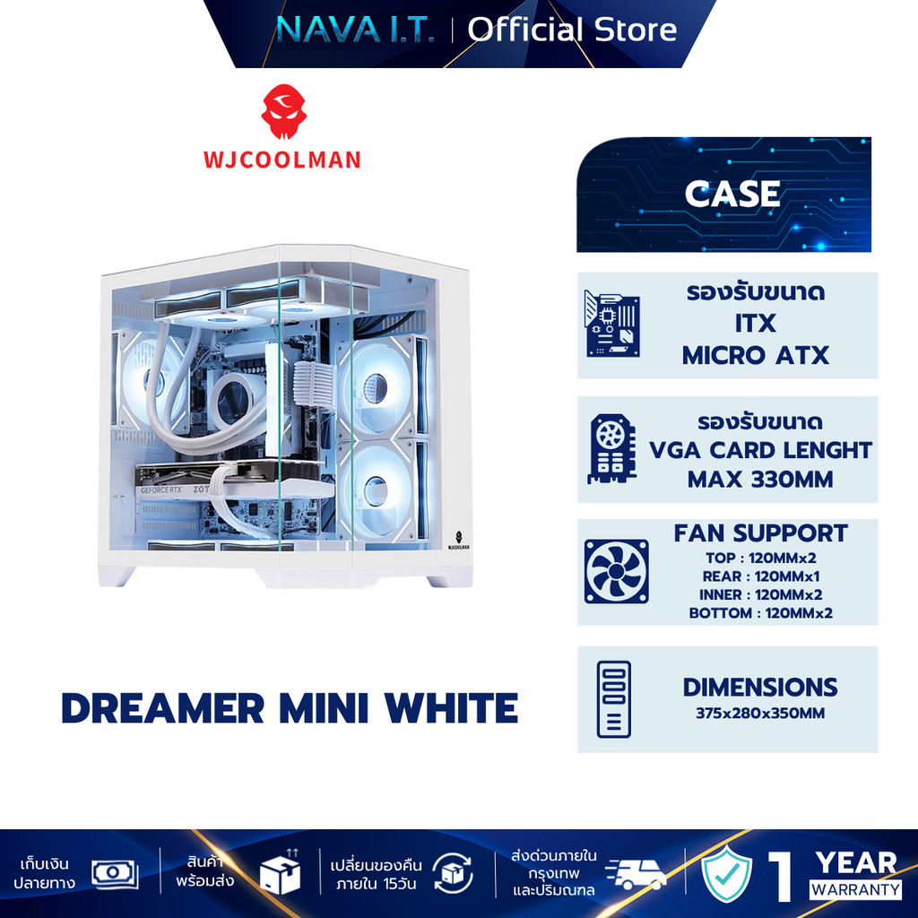 CASE เคส WJCOOLMAN DREAMER MINI WHITE M-ATX/ITX NO FAN | Shopee Thailand