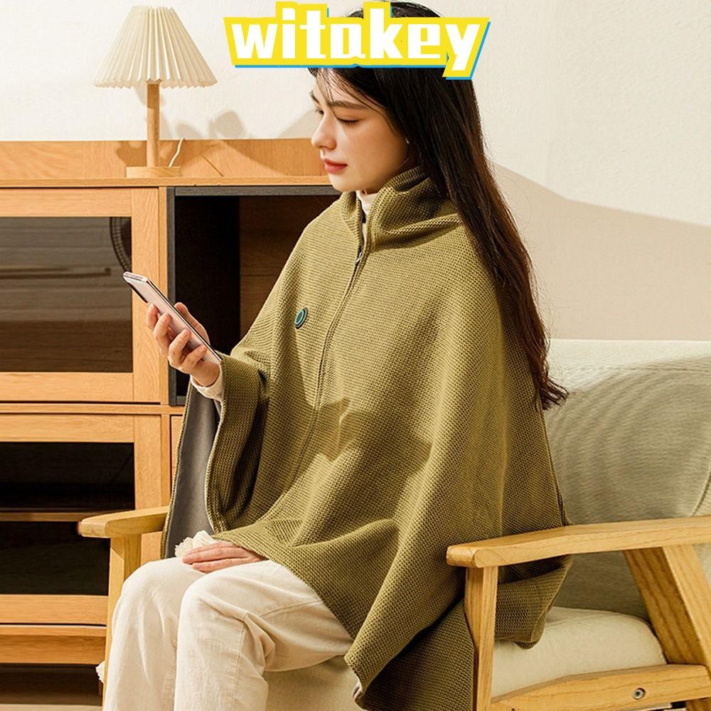 WITAKEY ผ้าห่มไฟฟ้าอุ่น พร้อมสายUSB, ผ้าคลุมไหล่แบบสวม สะดวกพกพา ทำความสะอาดได้ง่าย และปรับระดับ ...