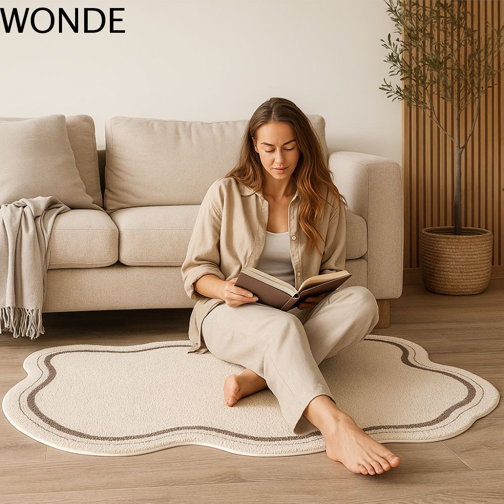 WONDE พรมลายไม่สม่ำเสมอ นุ่มสีครีมสำหรับห้องนอน ให้ความสบายเหมือนอยู่ใน ...