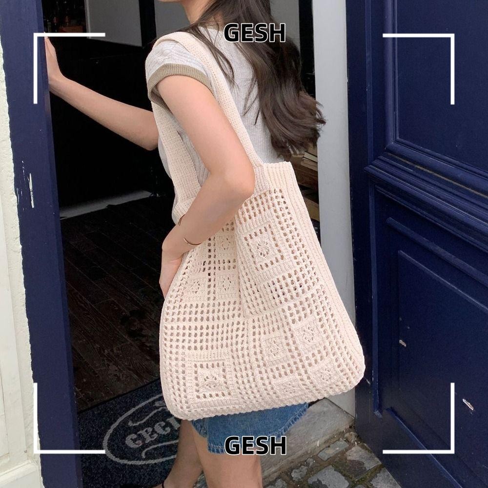 GESH กระเป๋าcrochet สะพายไหล่ มีความจุมาก สไตล์handmade สำหรับช้อปปิ้ง ...