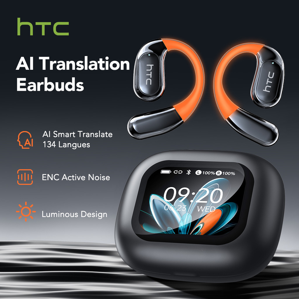 ชุดหูฟังแปล HTC NE27 การแปลแบบเรียลไทม์ Bluetooth 6.0 LED หน้าจอสัมผัส ...