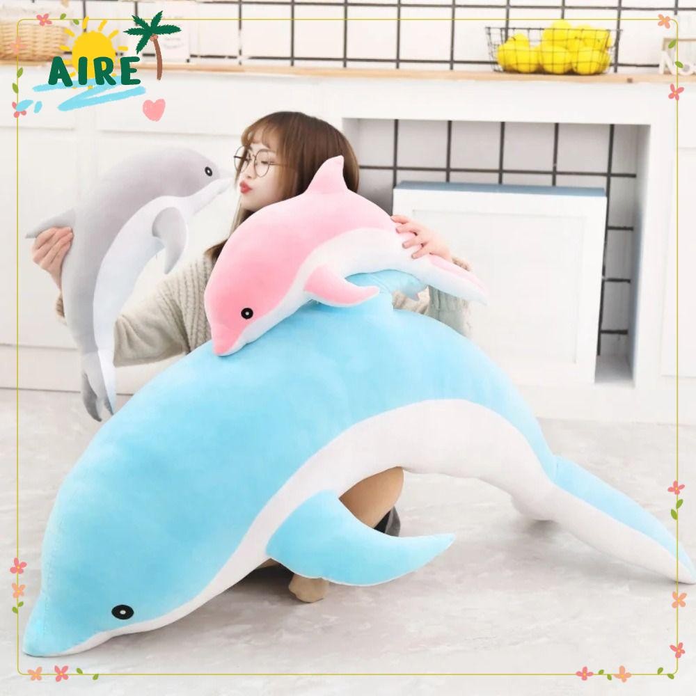 AIRE หมอน Dolphin, PP Cotton Fill Blue Pink Grey Dolphin Plush ของเล่น ...