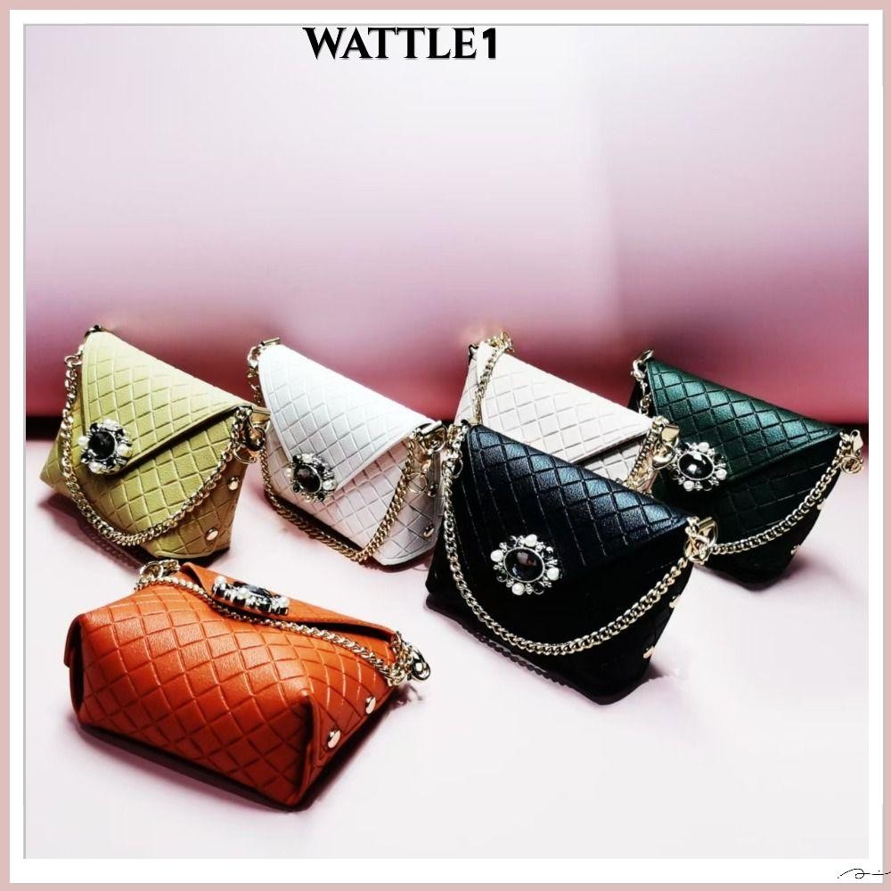 WATTLE Mini Storage Bag สไตล์หรูดีไซน์เพชร-grid กระเป๋าพวงกุญแจโซ่ และ ...