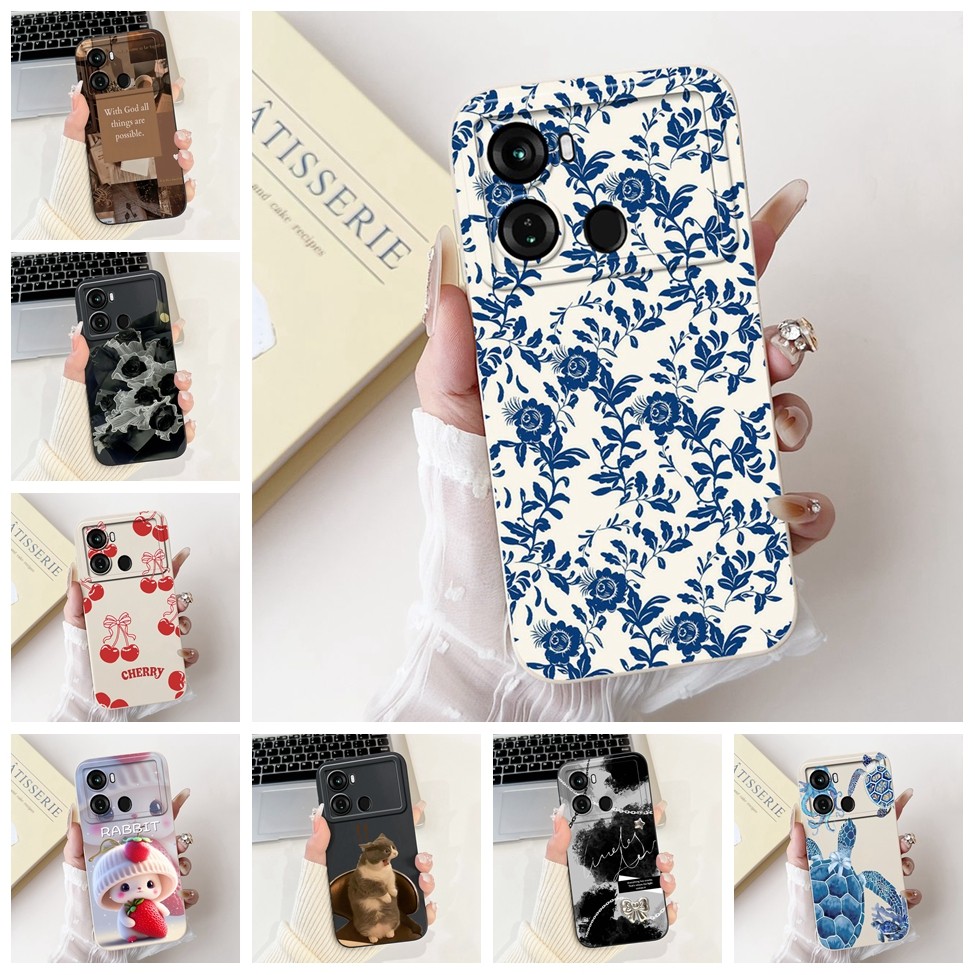 ITEL P662L กรณี ITEL P40 ฝาครอบแฟชั่นหรูหราดอกไม้ Kawaii แมวน่ารักกัน ...
