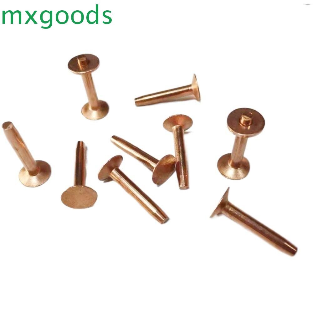MXGOODS 100 pcs ทองเหลือง Rivets, Burrs Studs ถาวร Tack หนัง Rivets ...