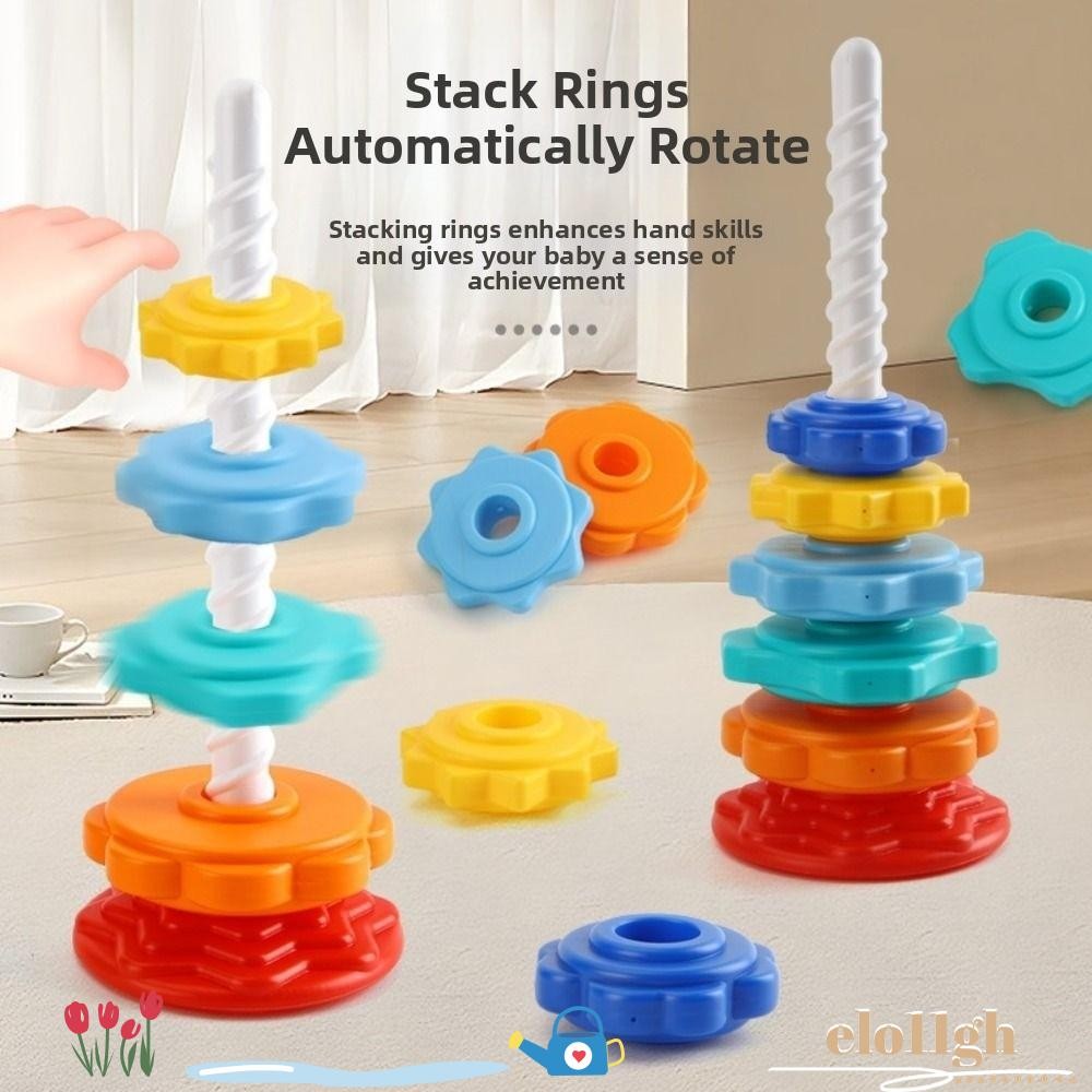 ELOGH Rainbow Spinning Tower, Spin Tower Soft Ring Stacker หมุนของเล่น ...