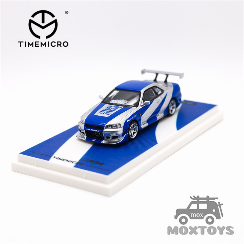 Time Micro 1:64 SKYLINE GTR R34 Blue silver Ordinary รถโมเดลDiecast ...