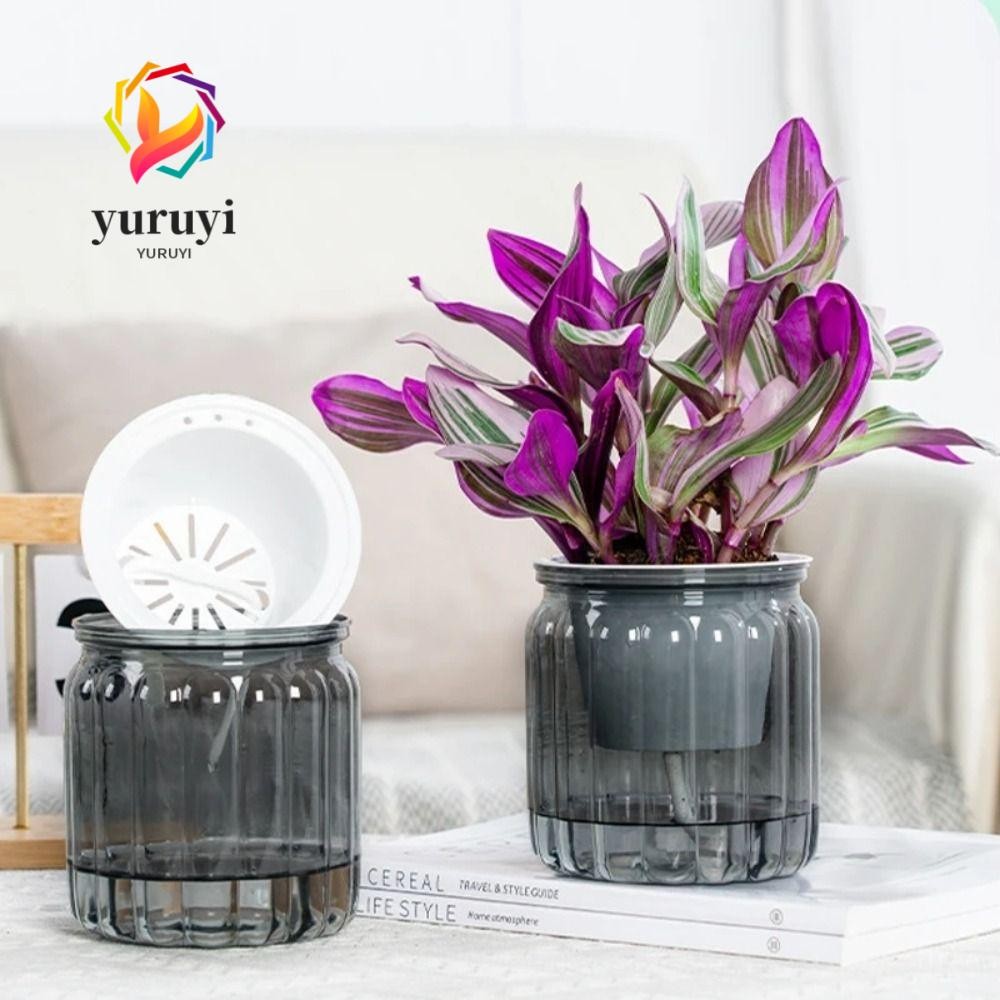YURUYI กระถางดอกไม้, กระถางต้นไม้ไฮโดรโปนิกส์พลาสติกแบบถอดได้, อุปกรณ์ตกแต่งบอนไซสํานักงานรดน้ํา ...