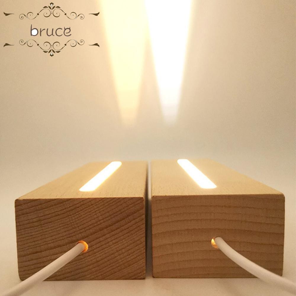 BRUCE Light แผ่นฐานคริสตัลจอแสดงผล Luminous ฐานไม้ Art Decor Room เร ...